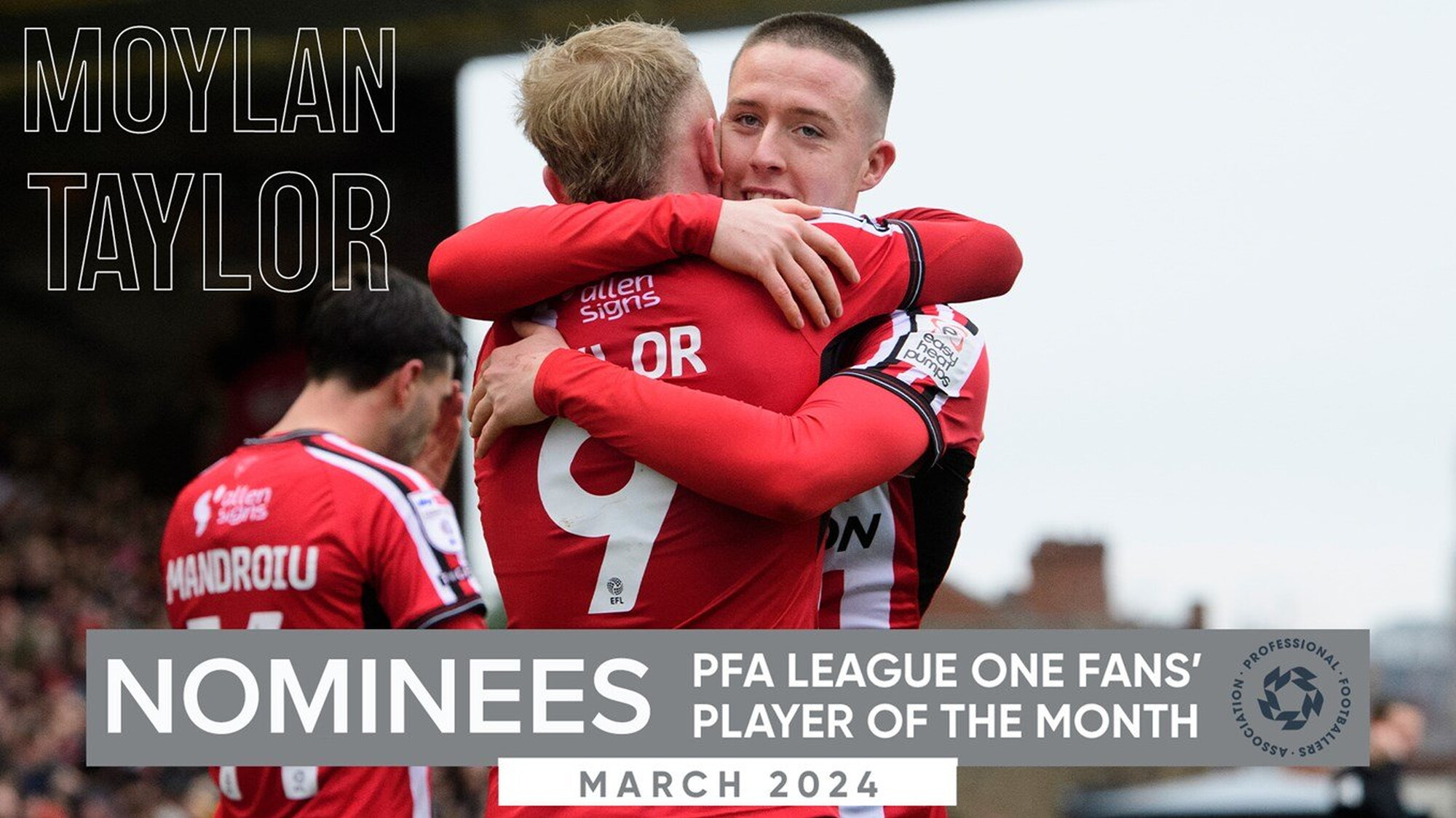 Moylan and Taylor nominated for PFA Player of the Month | Lincoln City ...